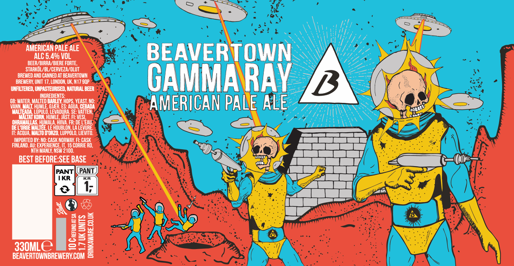 Gamma Ray - Beavertown Brewery | Beer label design, Craft beer design ...